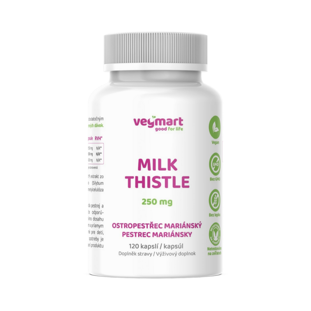 Vegmart Ostropestřec Mariánský 250 mg, 120 kapslí | Vegmart.cz